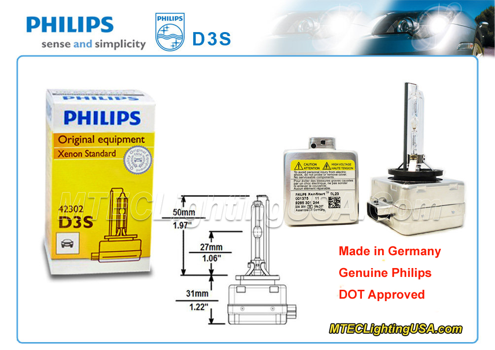 GENUINE PHILIPS D3S 42302 C1 XENSTART XENON HID LIGHT BULB LAMP MADE IN ...